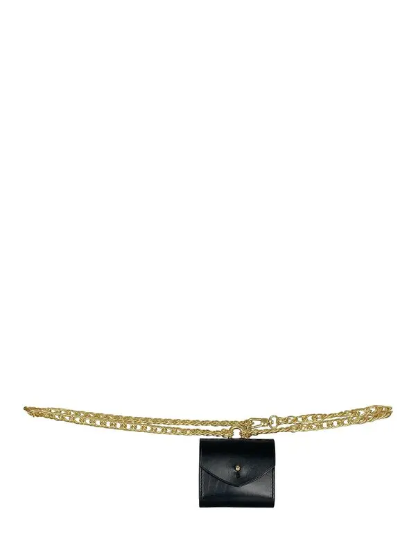 HAUTE CUIR Micro Chain Belt Bag In Italian Full Grain Leather - Black