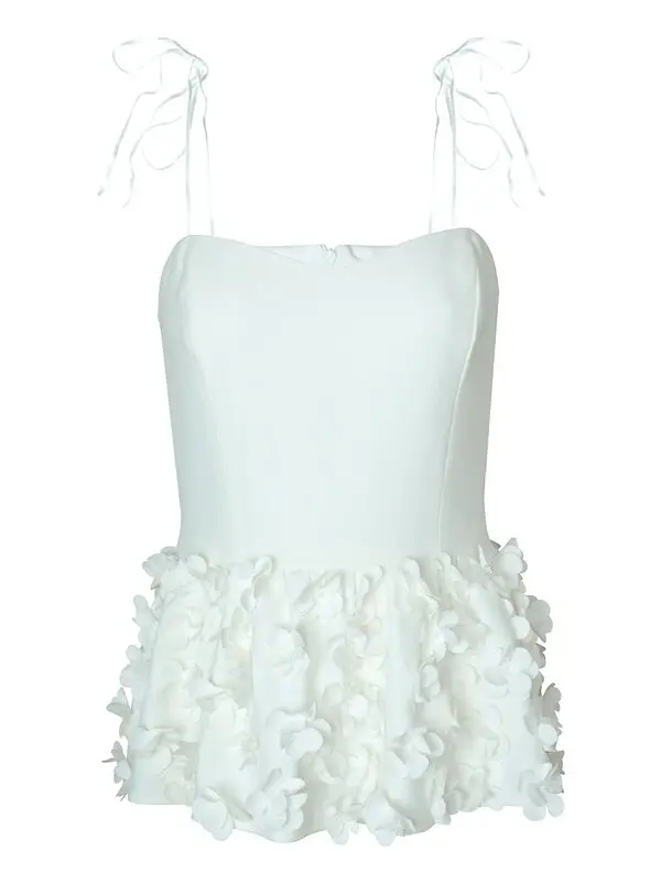 2KSTYLE Elisaveta Floral Hand-embellished Peplum Top - White