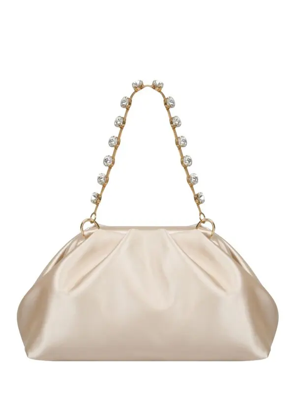 D’lueur Atelier Swarovski Embellished Twist Handle Bag - Beige