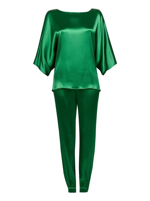 GINTA Silk Satin Suit - Green