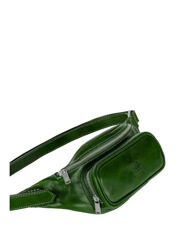 TIME RESISTANCE Leather Belt Bag With Adjustable Strap - Green