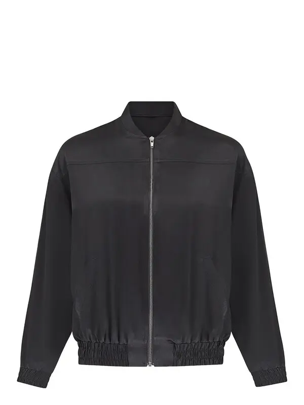 THE SUMMER EDIT Silk Bomber Jacket - Black