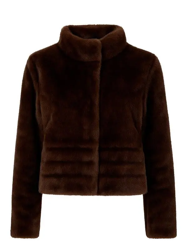 TANTRA SPAIN SL Synthetic Fur Jacket With Clip Fastening - Brown