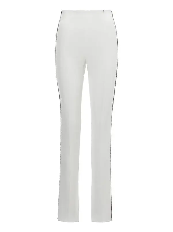 NISSA Embellished High-waisted Pants - White