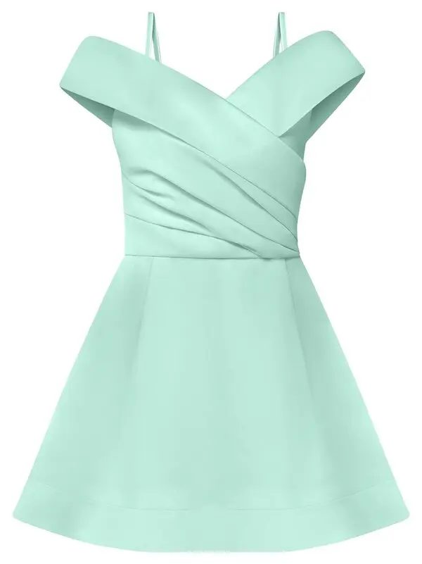 TIA DORRAINE Flared Satin Mini Dress - Green
