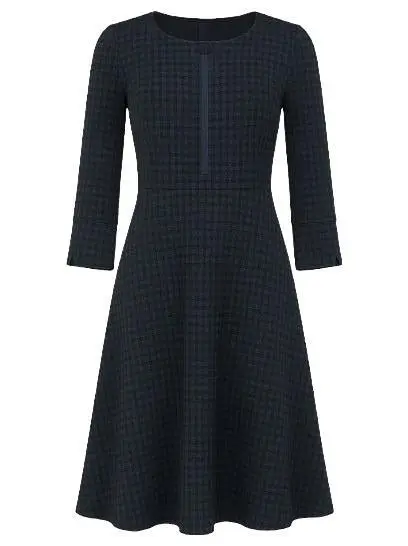 CONQUISTA Check Fit & Flare Dress - Blue
