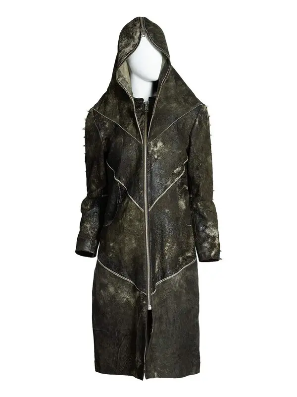ZASTASTUDIO The Knight Leather Long Coat With Hoodie - Green