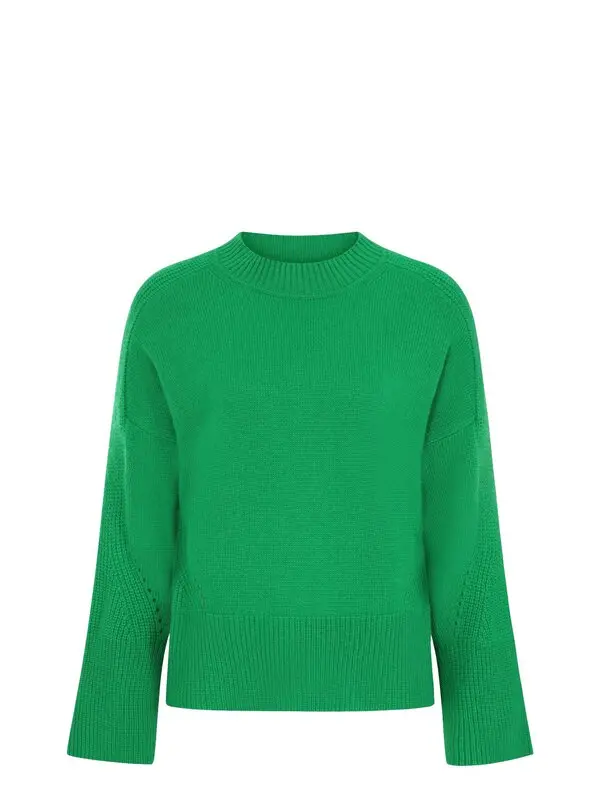 LOOP CASHMERE Ribbed Detail Lofty Crew Sweatshirt - Green