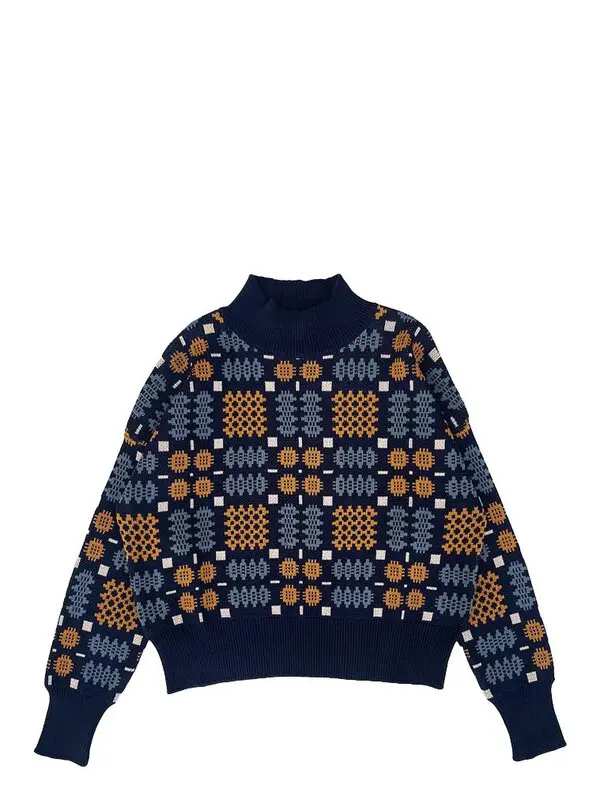 MABLI Carthen Neat Cotton Pullover - Blue/yellow