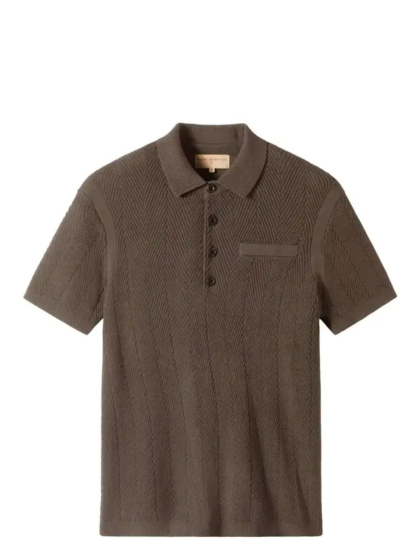 WESTON JON BOUCHER Alastair Slim Fit Knit Polo Driftwood - Brown