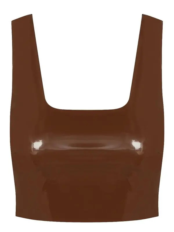 Commando Faux Patent Leather Crop Top - Brown