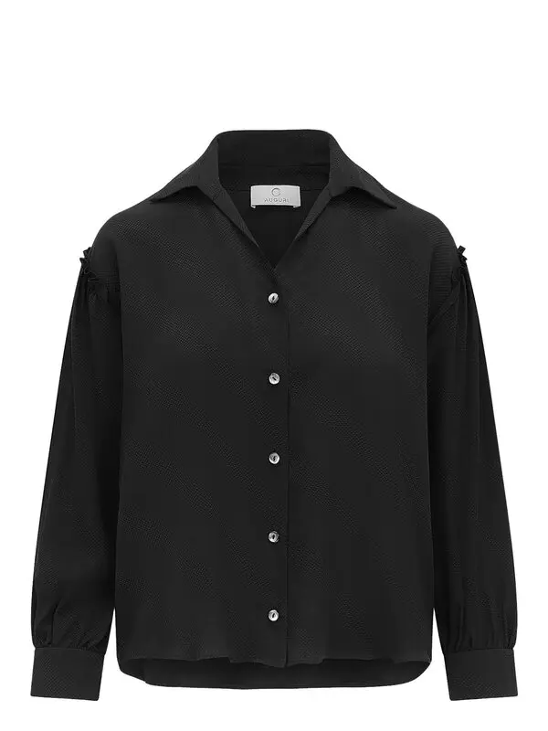 AUGURI Silk Button-down Shirt - Black