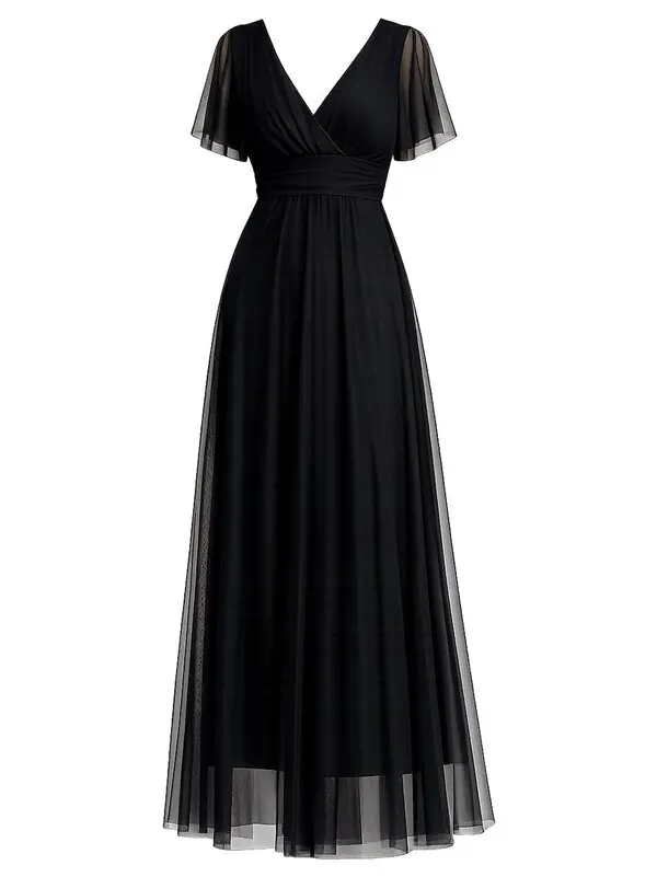 TANTRA SPAIN SL Long Tulle Dress With Tie Belt - Black