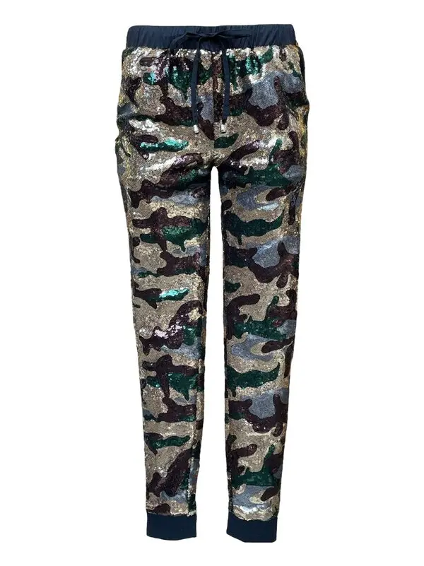 ANY OLD IRON Sequin Camo Joggers - Green/black