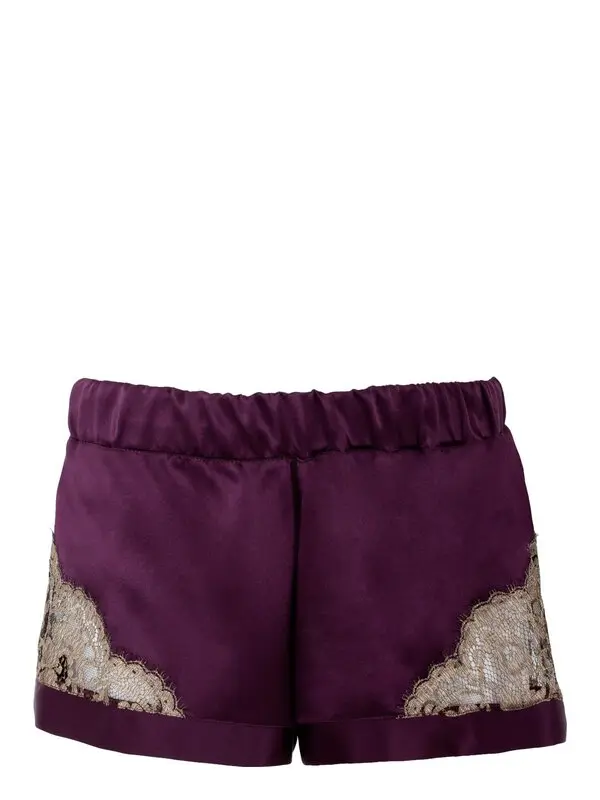 EMMA HARRIS Garnet Silk Short With French Lace Detailing - Yellow