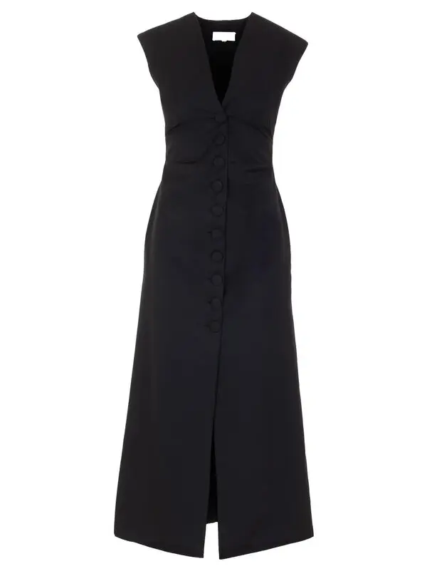 ZAMSEE Waist-sculpting Vest Midi Dress - Black