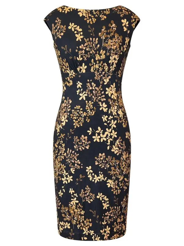 ALIE STREET LONDON Pippa Shift Dress In Golden Blossom - Black/gold