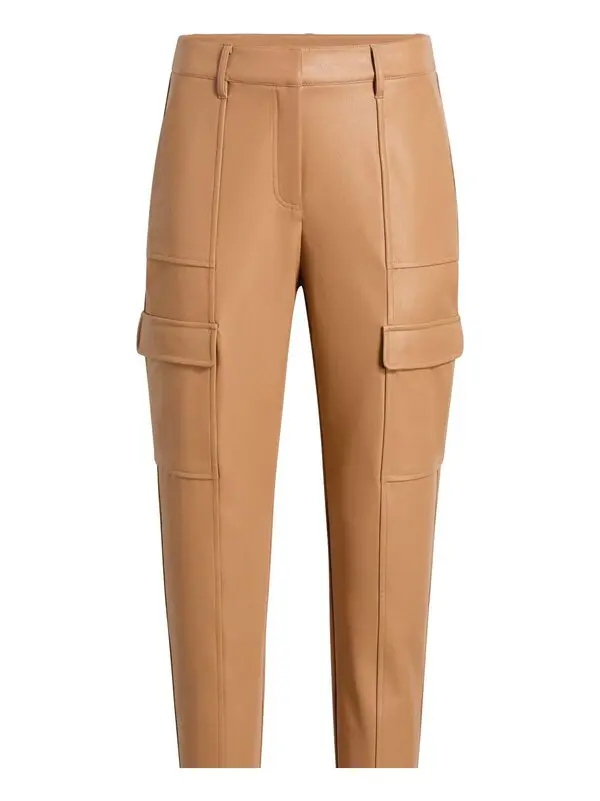 Commando Faux Leather Cropped Cargo Trousers - Beige/black