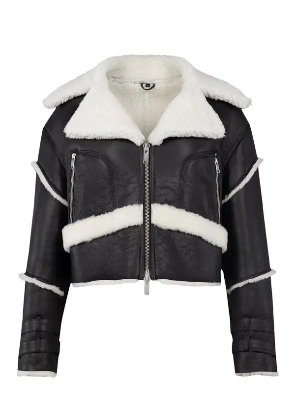 PCFG Leather Jacket With Faux Fur Lining - Black