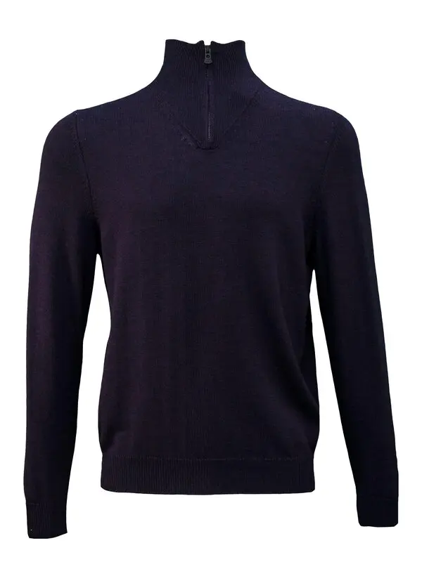 LORDS OF HARLECH Quest Fully Fashioned Quarter-zip Sweater - Purple