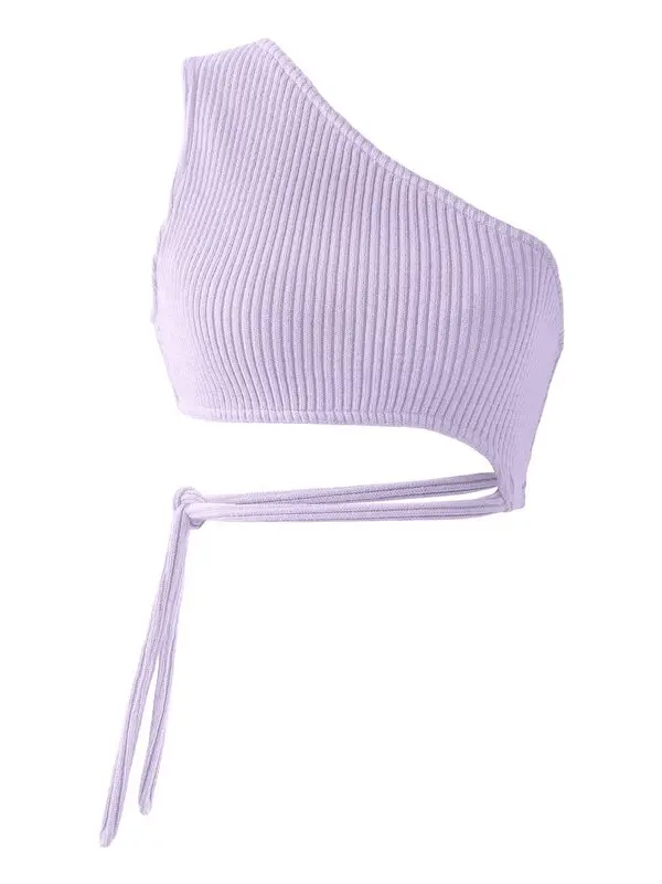 KARGEDE Knit Crop Top One Shoulder - Purple
