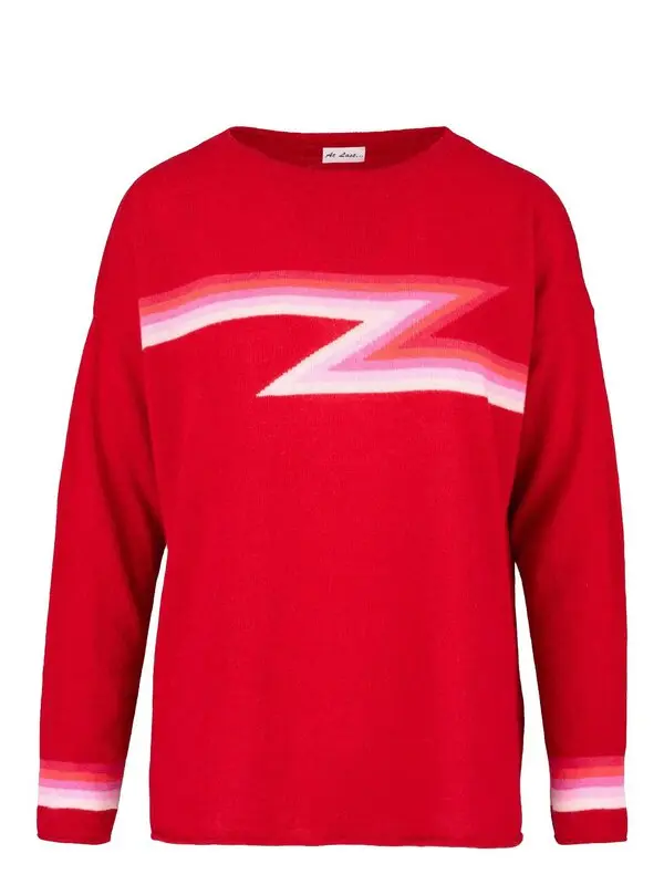 AT LAST... Zigzag Cashmere Blend Sweater - Red