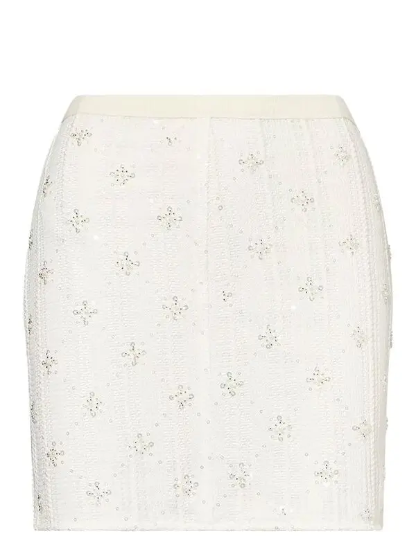 AMY LYNN Embellished Crochet Mini Skirt - White
