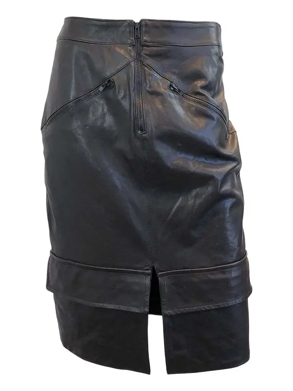 SNIDER Livingston Lambskin Pencil Skirt - Black