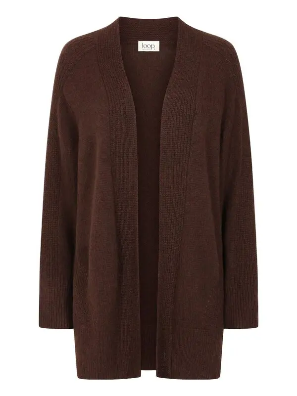 LOOP CASHMERE Ribbed Edge To Edge Cardigan - Brown