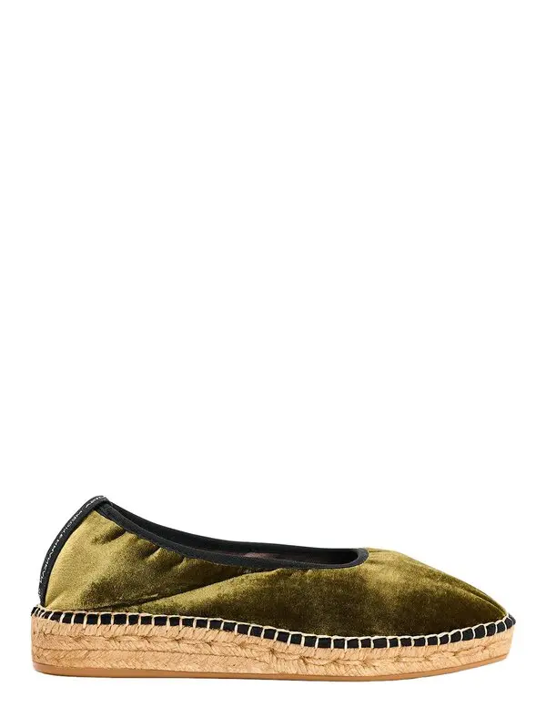 NAGUISA Allium Velvet Ballerina Espadrilles - Green