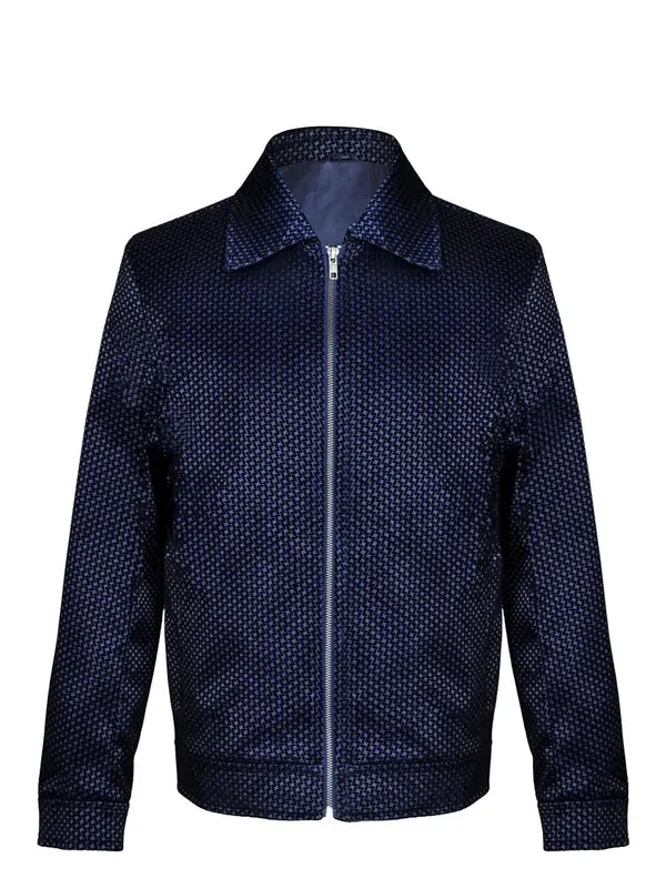 DAVID WEJ Washington Aviator Jacquard Jacket - Blue