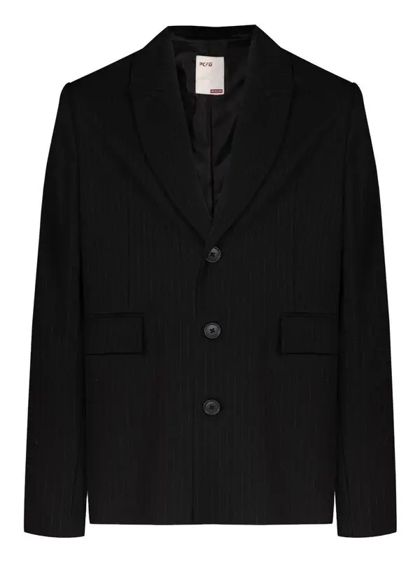PCFG Free Heaven Eyelet Details Striped Blazer - Black
