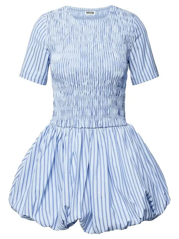 AMY LYNN Eleanor Stripe Puffball Mini Dress - Blue