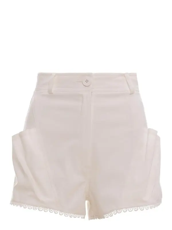 NISSA High-waisted Cotton Shorts - White