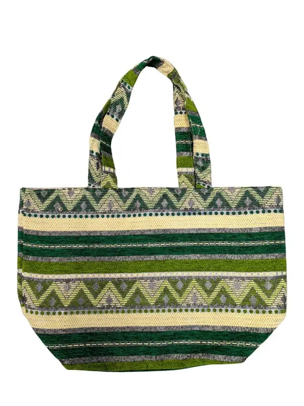 BERBER LEATHER The Nador Large Expandable Fabric Tote - Green