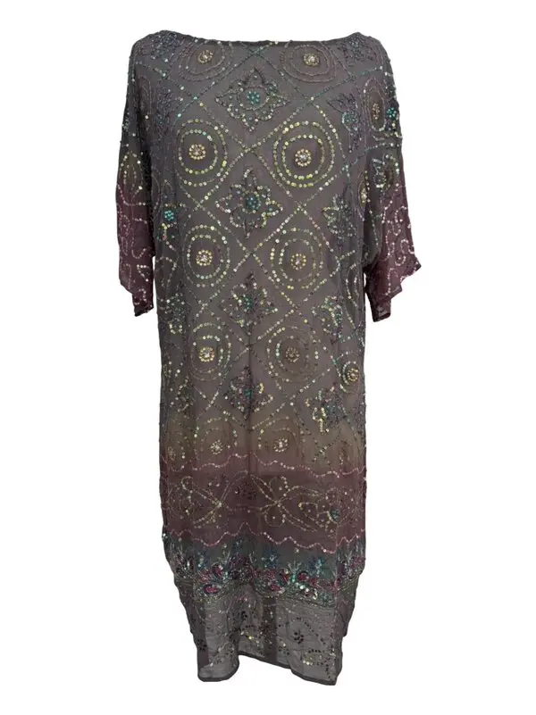 JOSHI Beaded Silk Kaftan - Purple