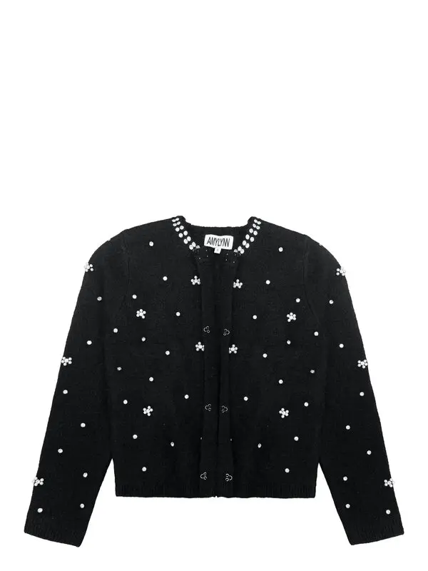 AMY LYNN Luna Embellished Knitted Cardigan - Black