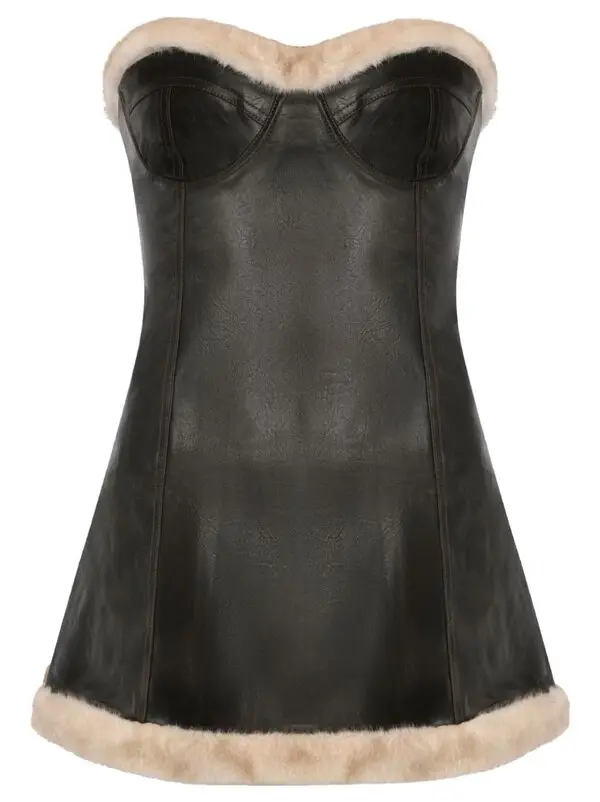 OW Kendra Faux Leather Mini Dress - Black
