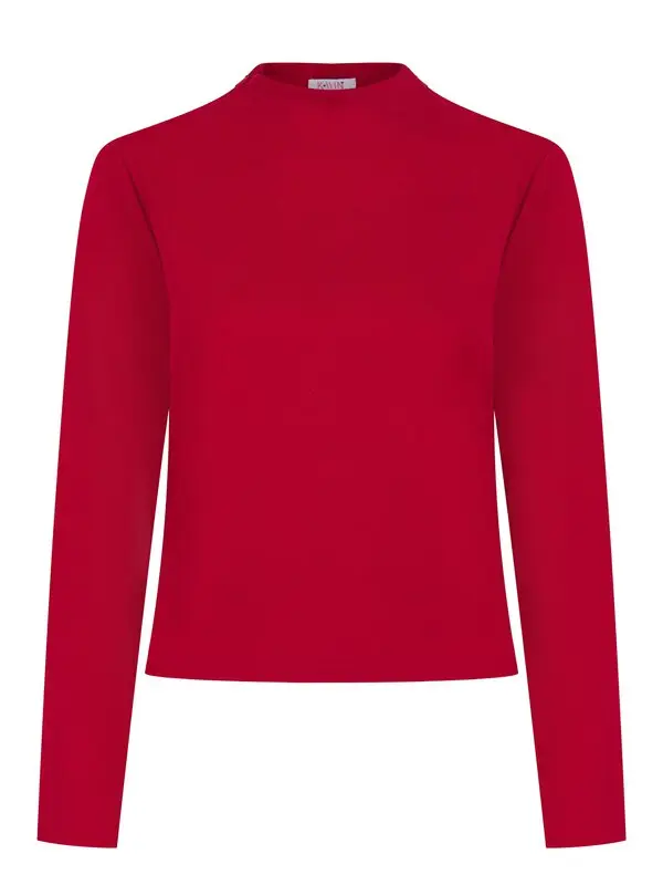 K-WIN LONDON Timeless Mock-neck Top - Red