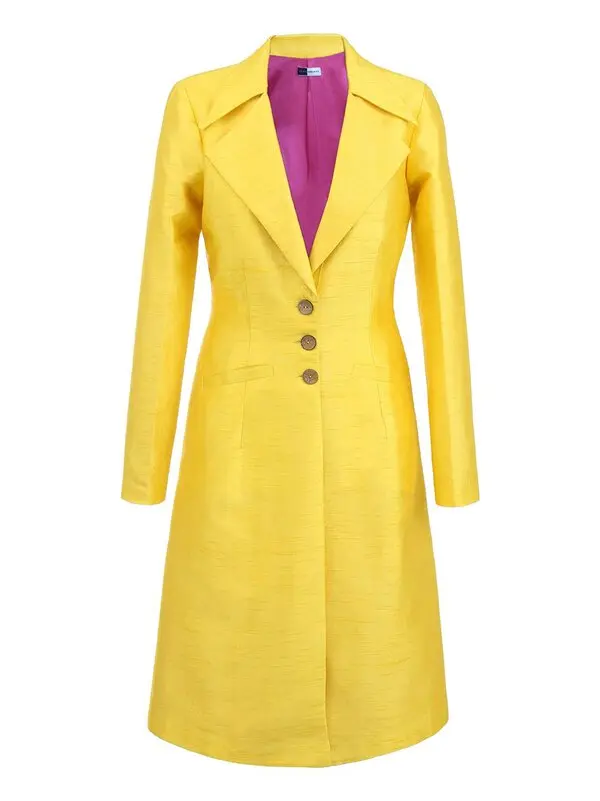 RICHA SHARMA Blazer-style Silk Trench Coat - Gold/yellow