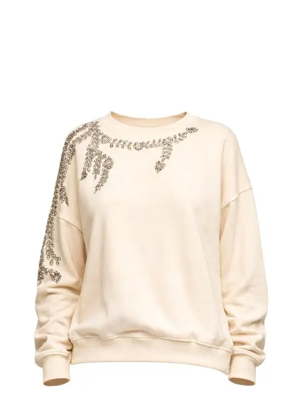 TANTRA SPAIN SL Crewneck Sweatshirt With Sequin Detail - Beige