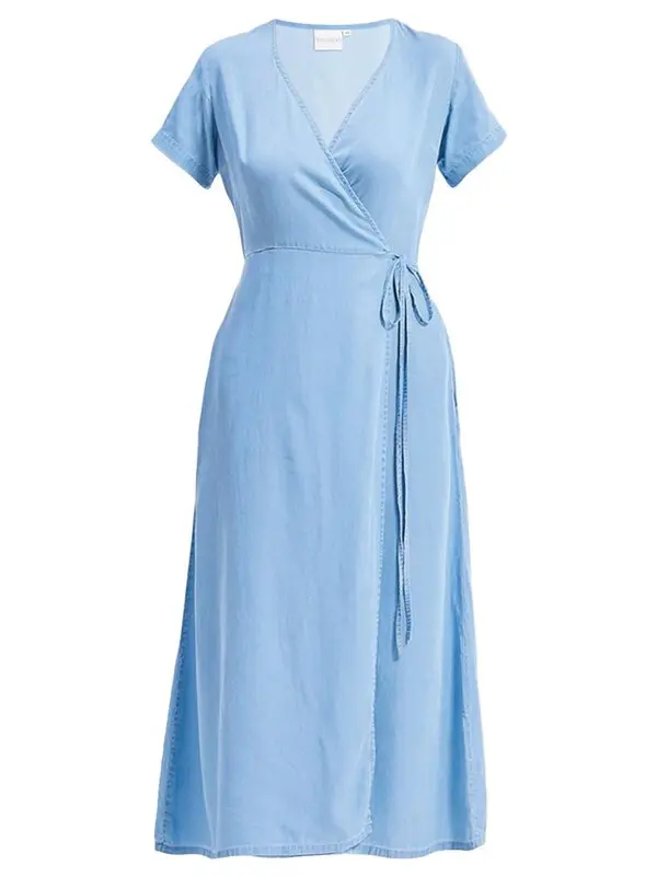 REISTOR Maxi Wrap Dress - Blue