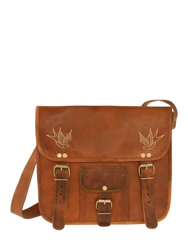 VIDA VIDA Leather Satchel Crossbody Bag - Brown