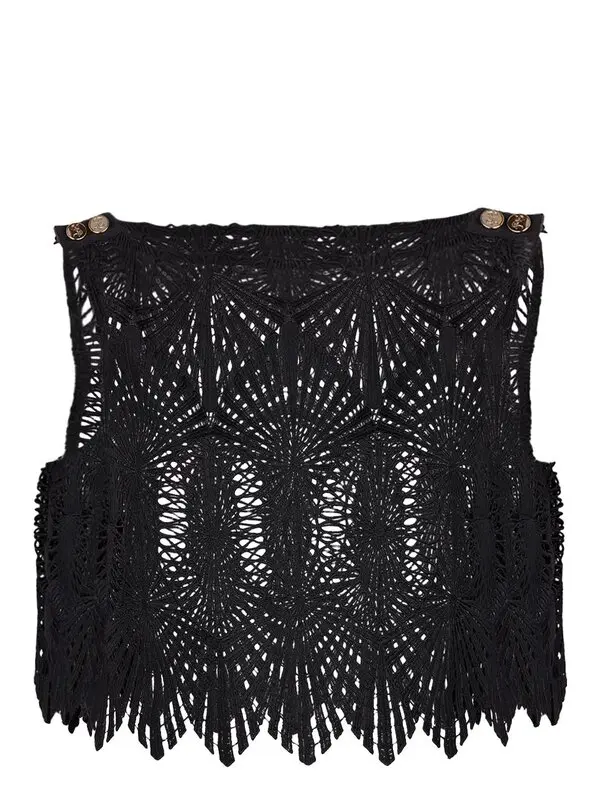ZETAYE Maxine Deco Lace Sleeveless Top - Black