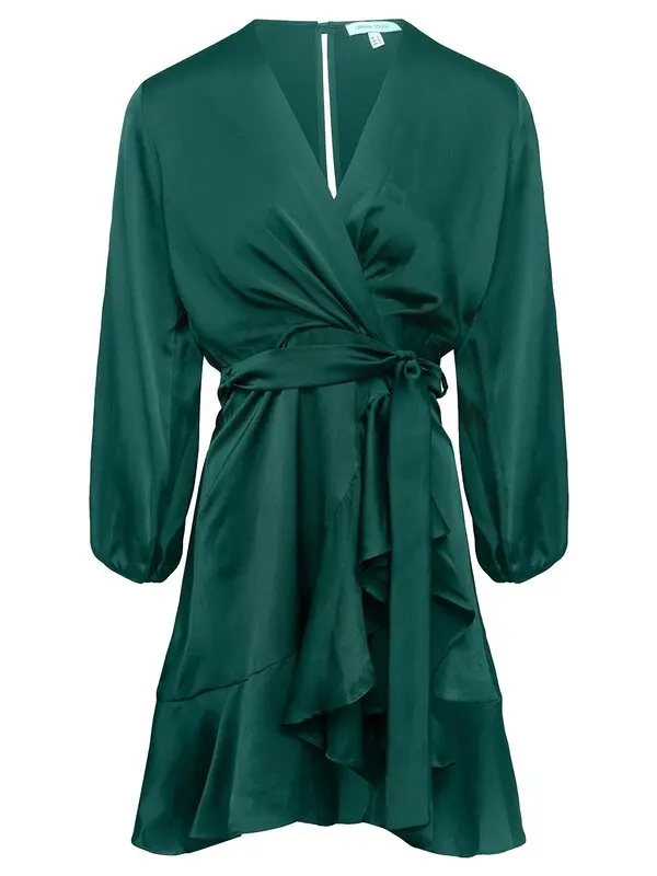 URBAN TOUCH Long Sleeve Wrap Mini Dress - Green