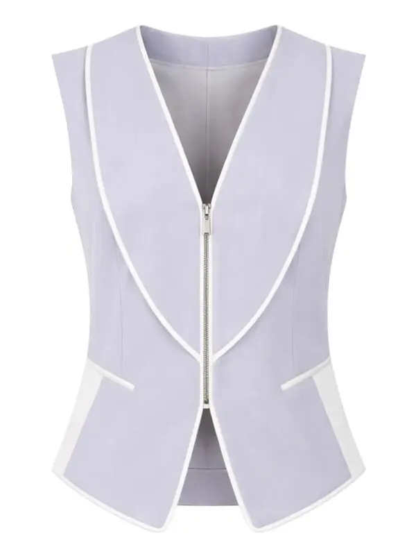 LUMINA ELIGMA Multi-fold Vest With Leather Accent - Grey/white