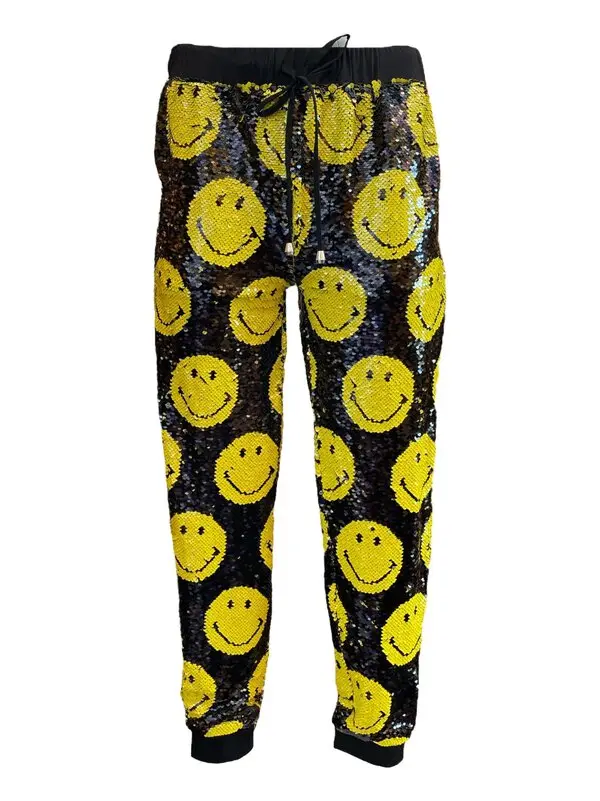 ANY OLD IRON Reversible Sequin Joggers - Yellow/black
