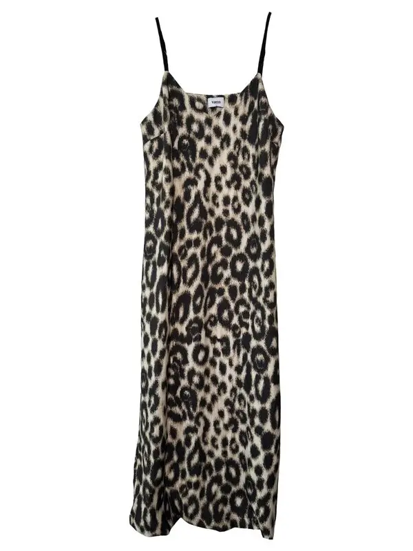 VÆNN Leopard Print Slip Dress - Gold/black