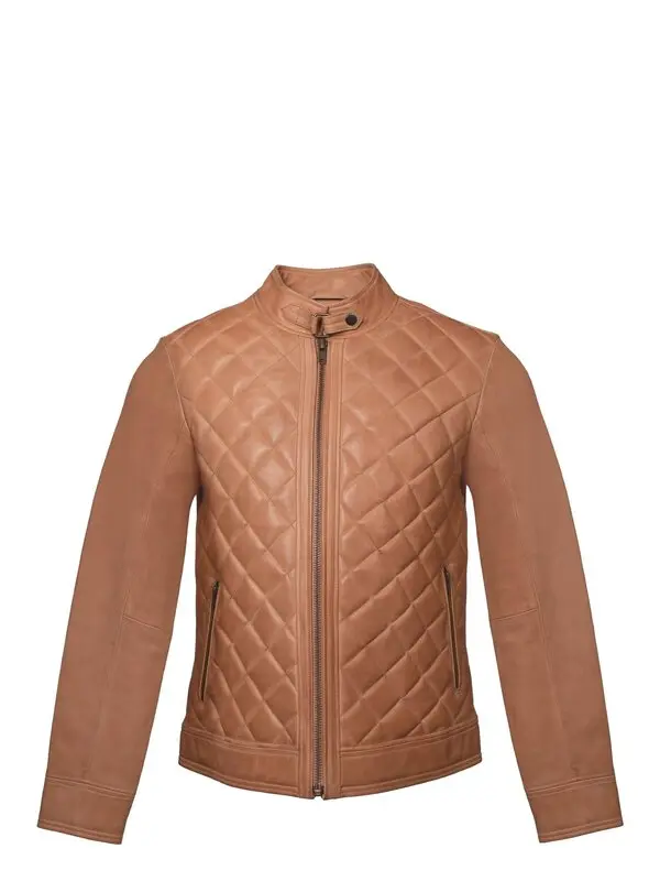 ZASTASTUDIO Single Malt Peach Leather Biker Jacket - Brown