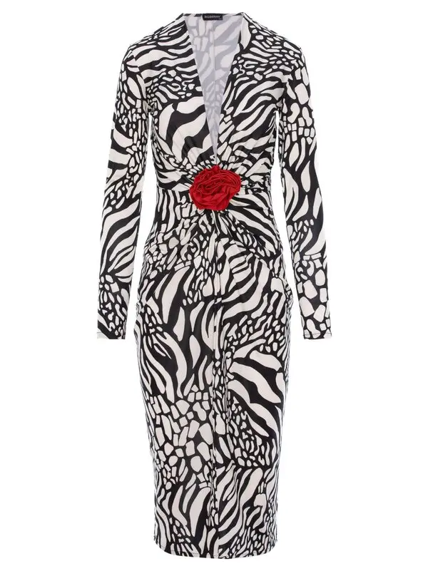 ROSERRY Mallorca Zebra Print Dress - Black